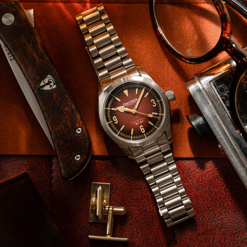 Dryden Heartlander Automatic Field Watch - Autumn Rust – Dryden Watch Co